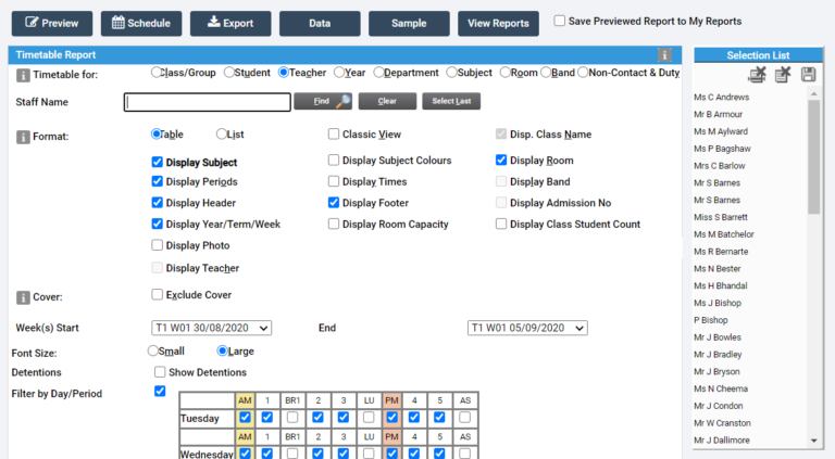 How to Run the Timetable Report for Staff – Bromcom