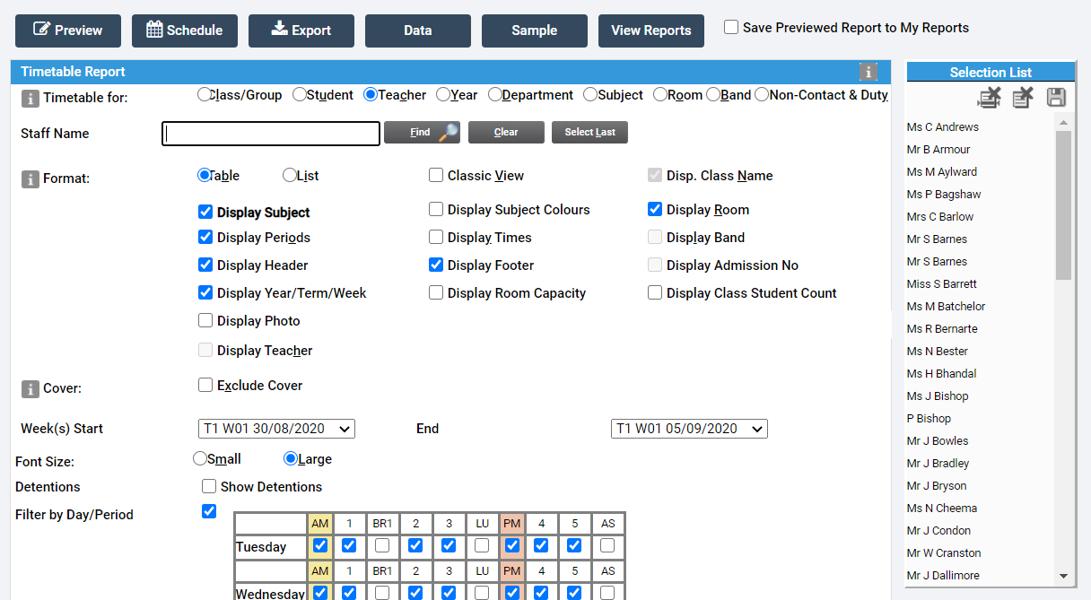 How to Run the Timetable Report for Staff – Bromcom