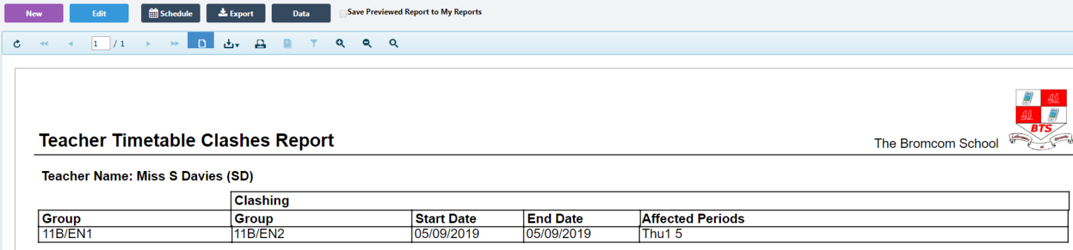 How to Run the Timetable Clashes Report for Staff – Bromcom