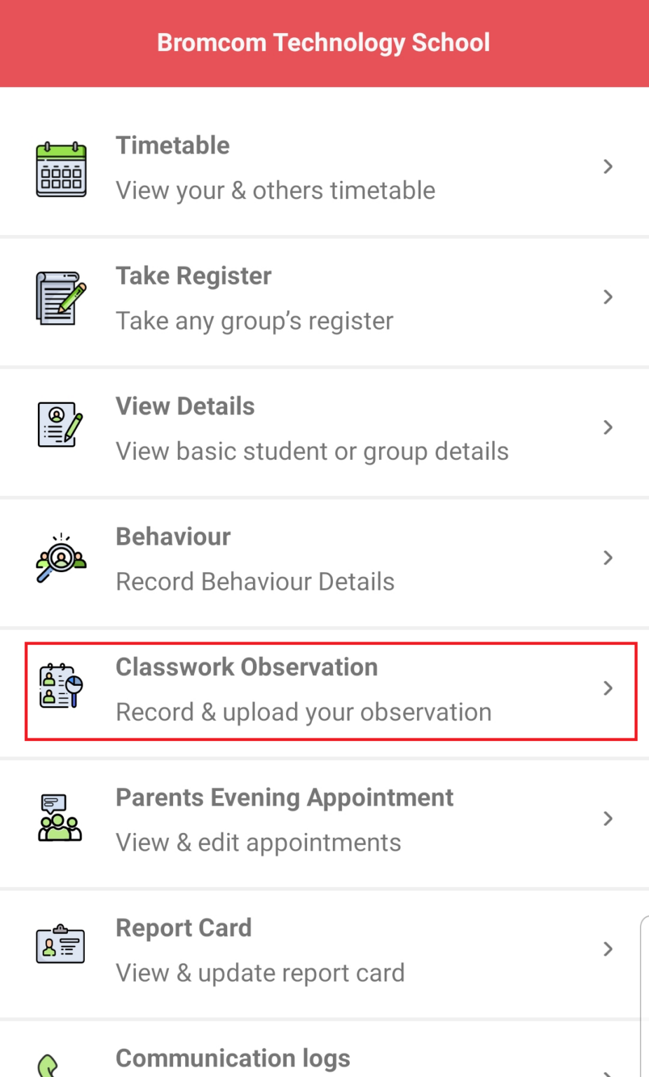 How To use Classwork Observation using the Teacher App – Bromcom ...