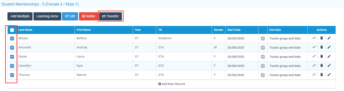 How to Transfer Students from one Teaching Class to another Teaching ...