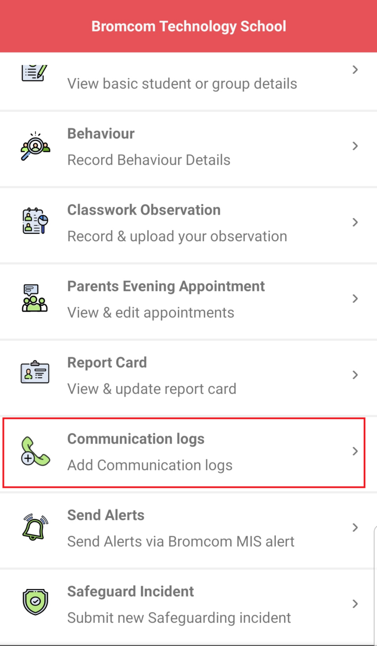 How To use Communication Logs on the Teacher App – Bromcom ...