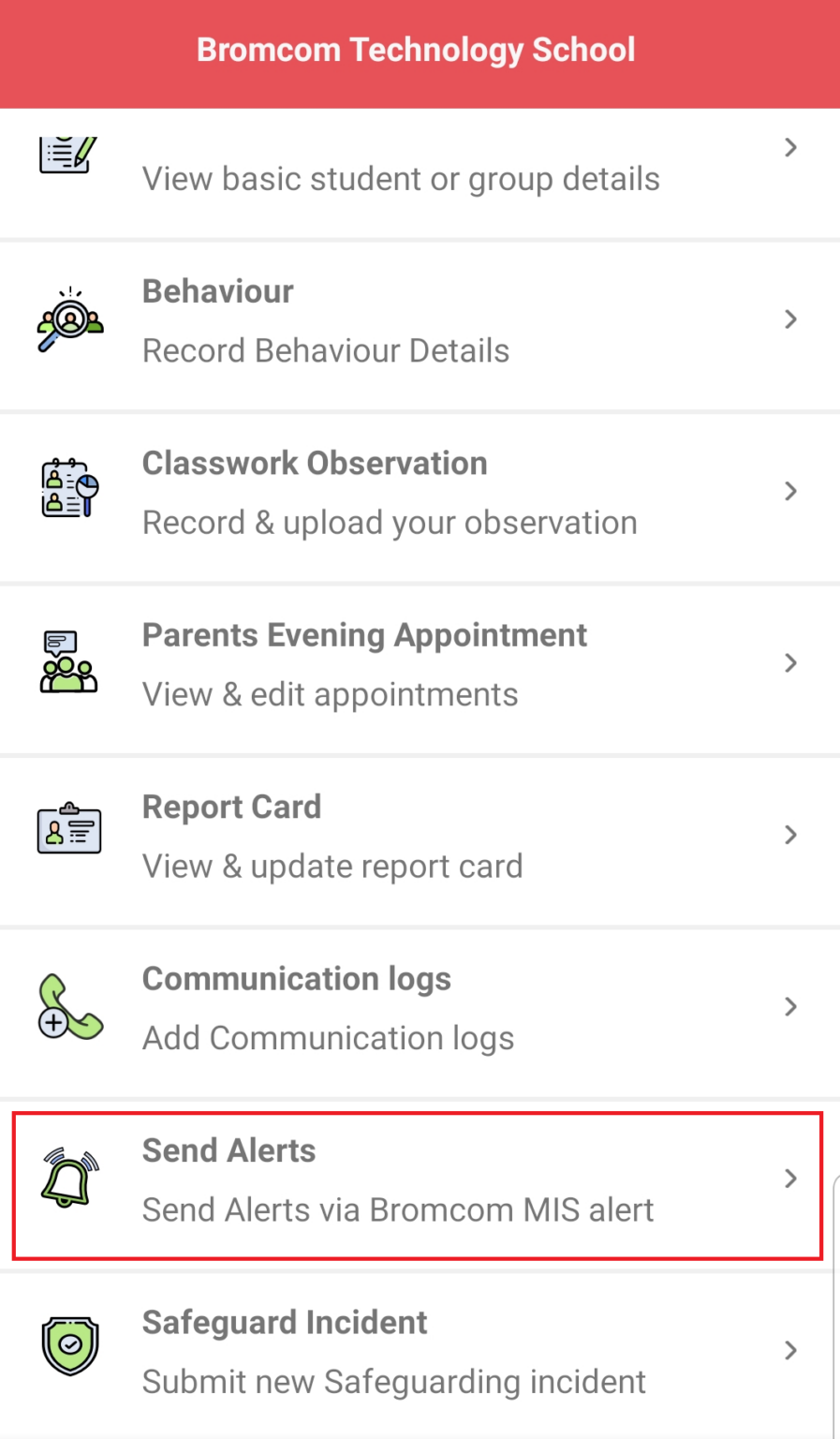 How To use Alerts on the Teacher App – Bromcom – Documentation Centre