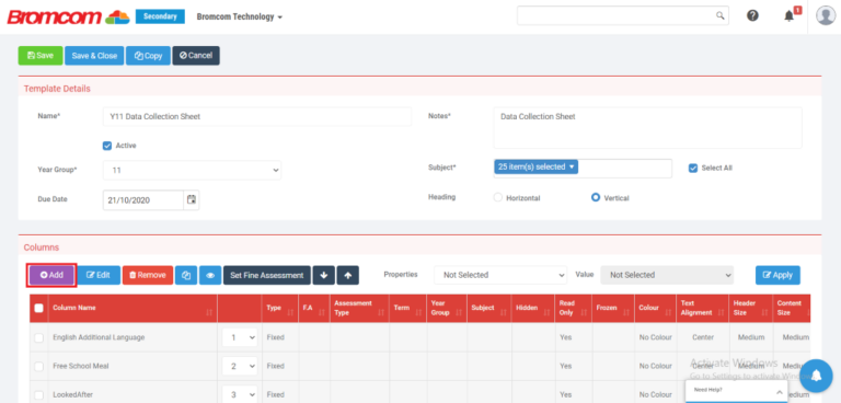 How to Add a Formula Column to a Marksheet – Bromcom – Documentation Centre