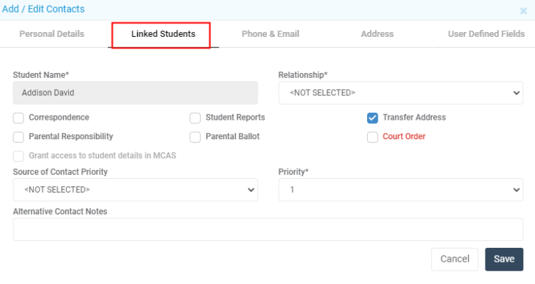 How to Manage and Add Contacts from a Student’s Record. – Bromcom ...