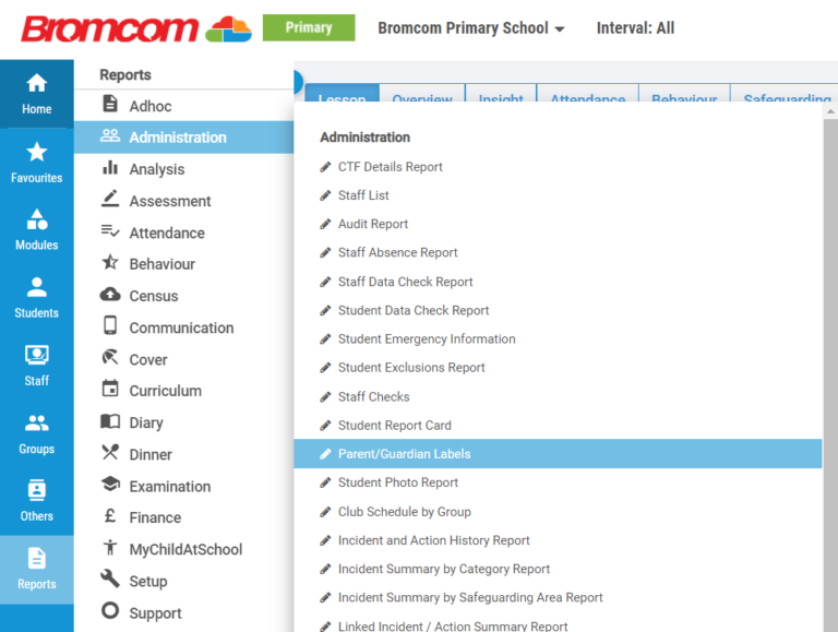 How to Create Address Labels – Bromcom – Documentation Centre