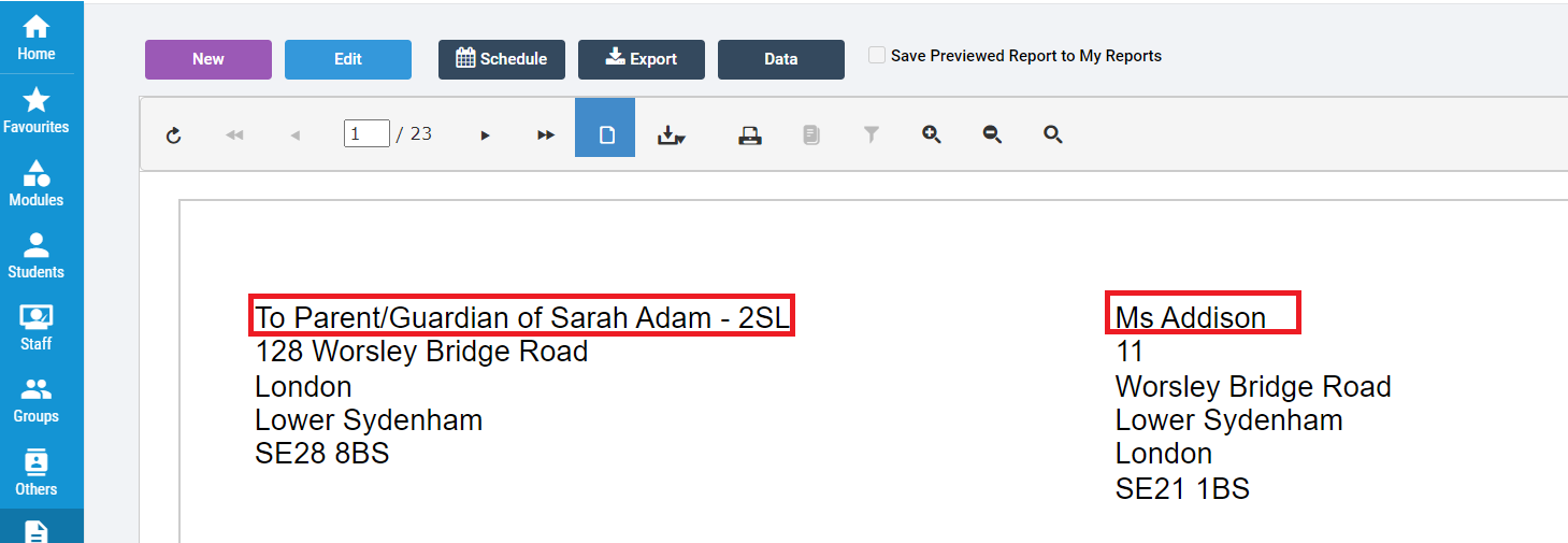 How to Create Address Labels – Bromcom – Documentation Centre