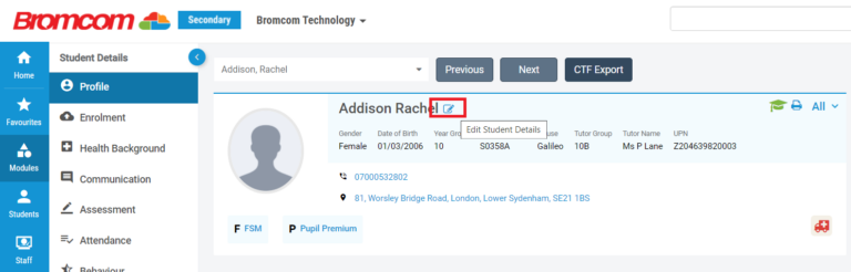 How to add Additional Student Information – Bromcom – Documentation Centre