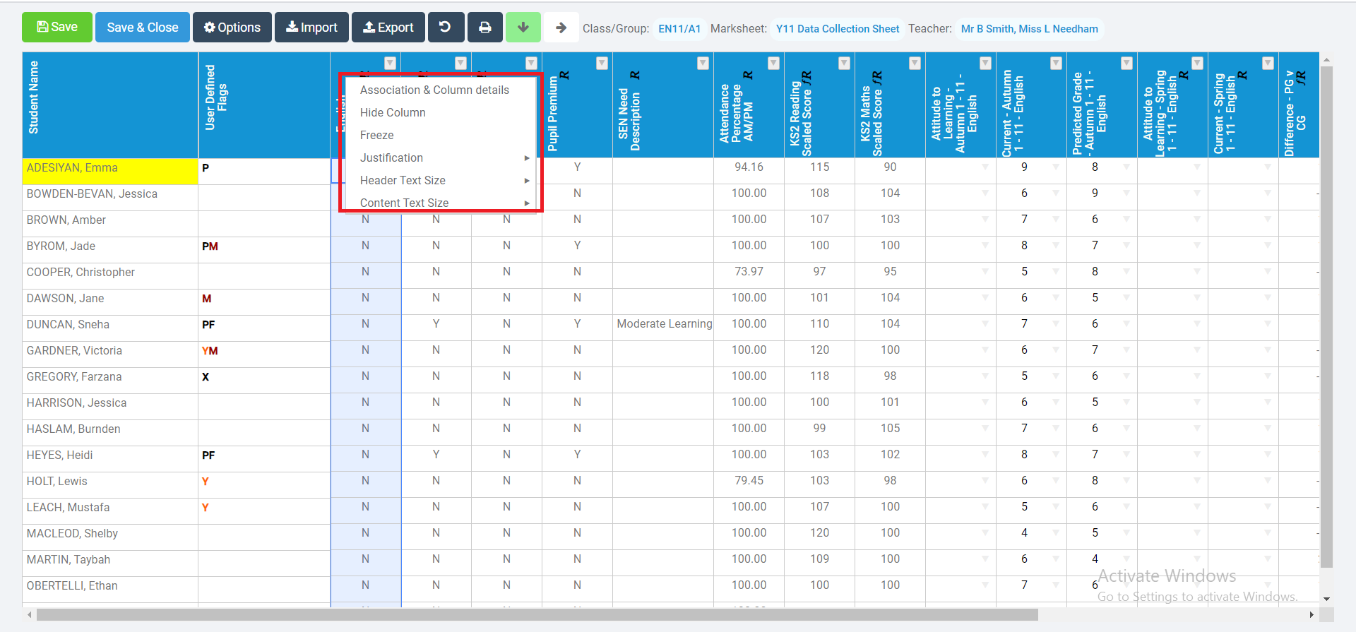 How to add Filters and Features on Assessment Marksheets – Bromcom – Documentation Centre