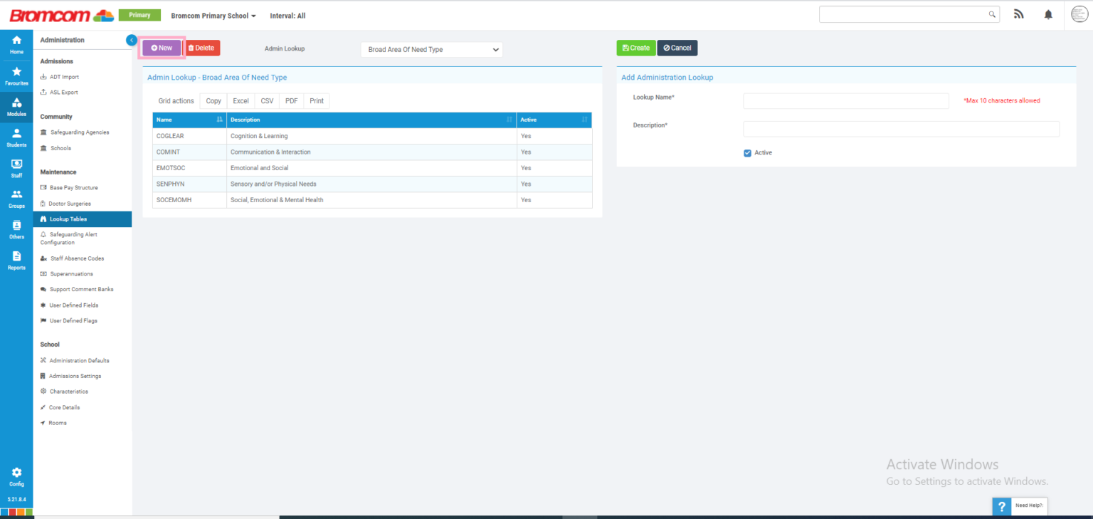 How to Create a Broad Area of Need for SEN – Bromcom – Documentation Centre