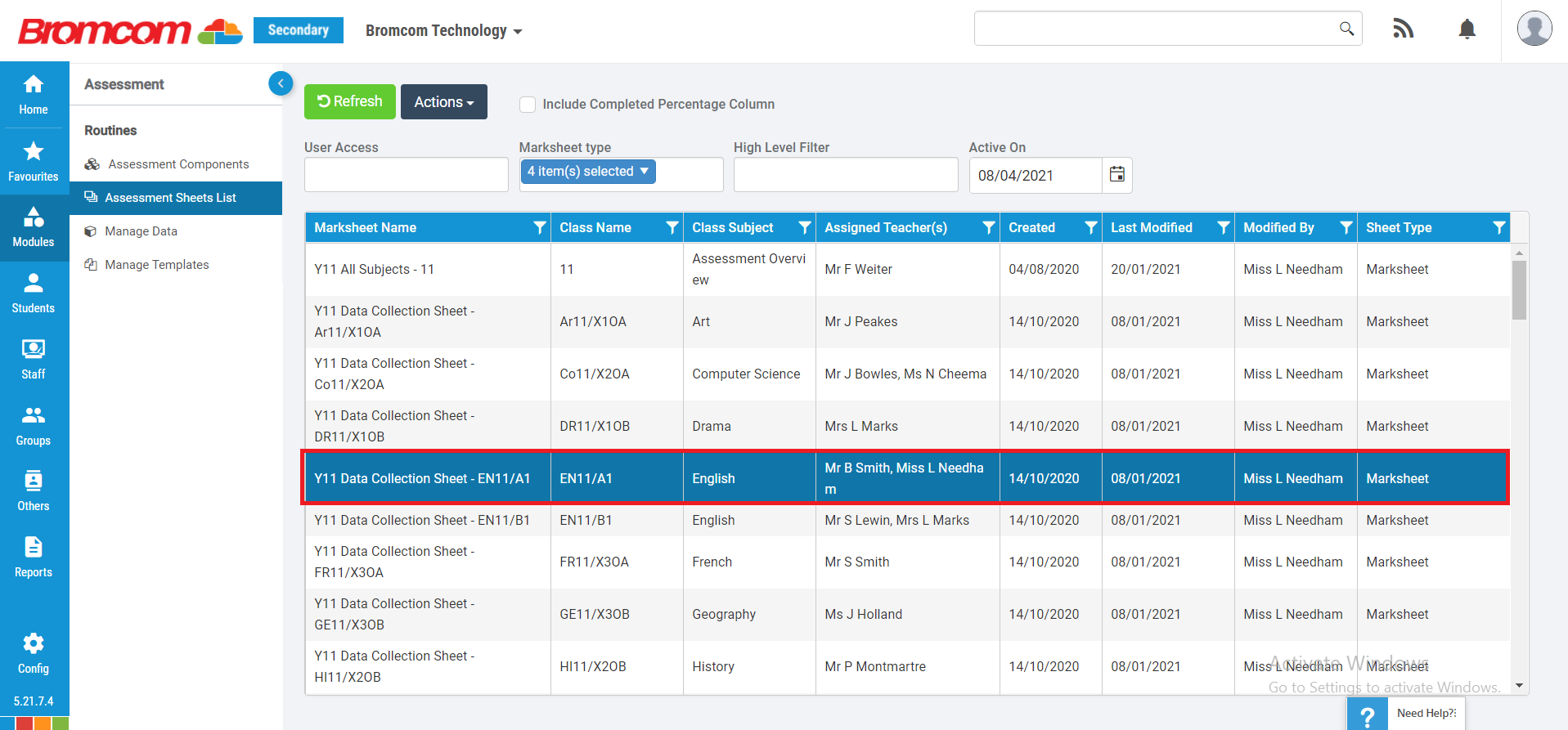 How to add Filters and Features on Assessment Marksheets – Bromcom – Documentation Centre