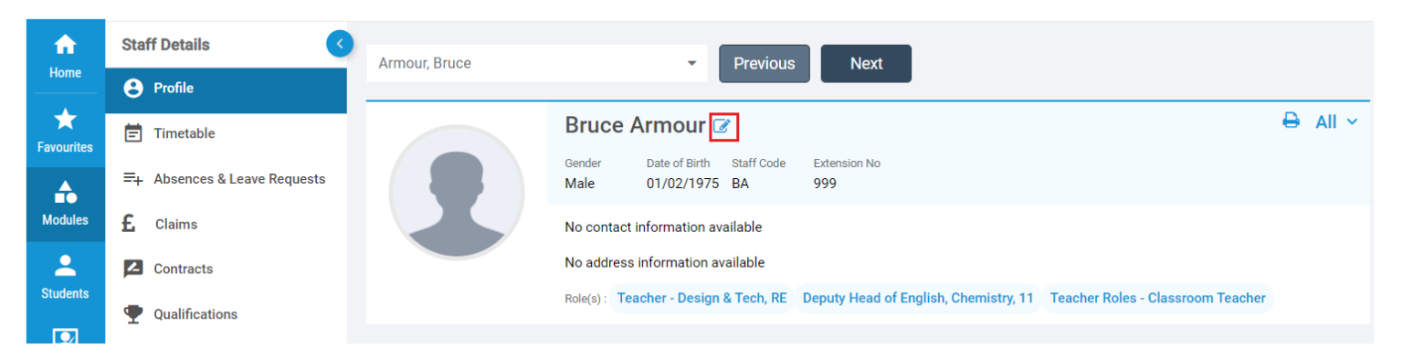 How to Edit a Staff Code – Bromcom – Documentation Centre
