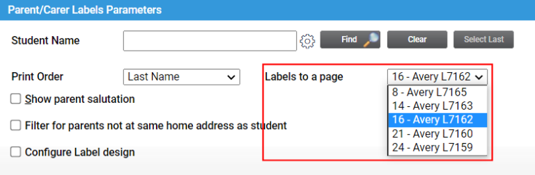 How to produce Parent/Carer Labels – Bromcom – Documentation Centre