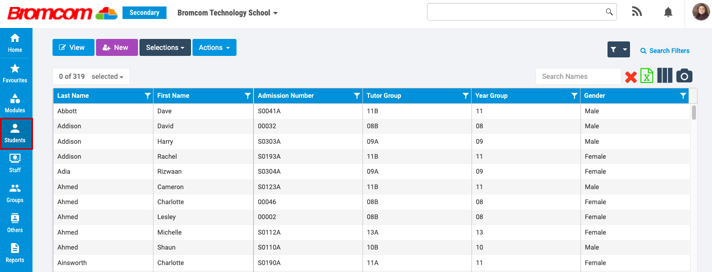 How to take a Dinner Register from the Students List Page – Bromcom ...