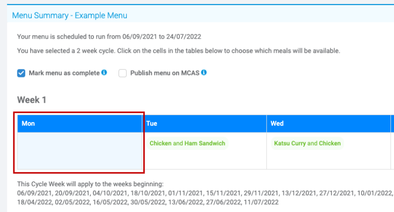 How to create a MyChildAtSchool Dinner Menu – Bromcom – Documentation Centre