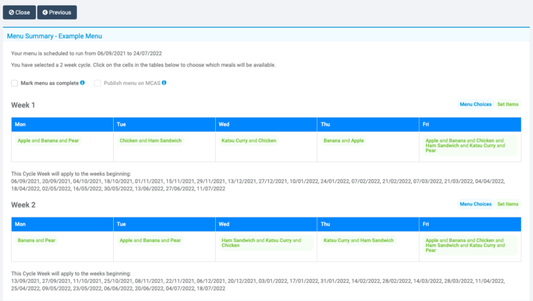 How to create a MyChildAtSchool Dinner Menu – Bromcom – Documentation Centre