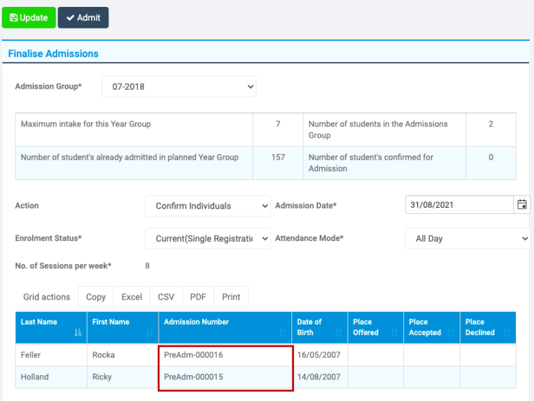 How to Finalise Admissions – Bromcom – Documentation Centre