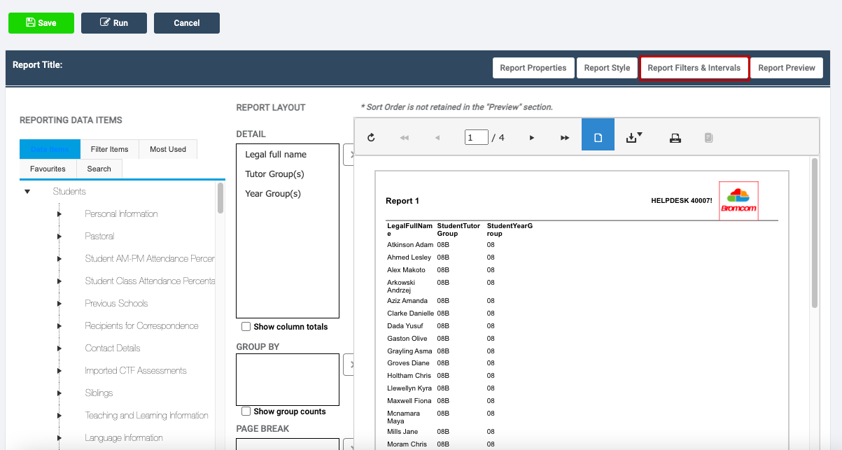 How to add a Student Selector to an Adhoc Report – Bromcom ...