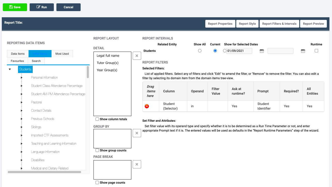 How to add a Student Selector to an Adhoc Report – Bromcom ...