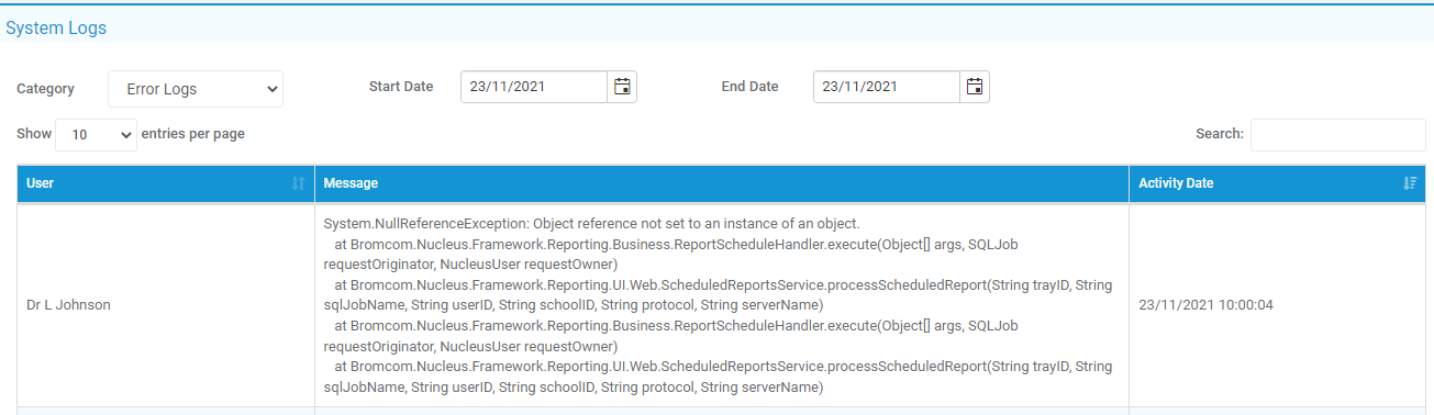 How to View the System Logs – Bromcom – Documentation Centre