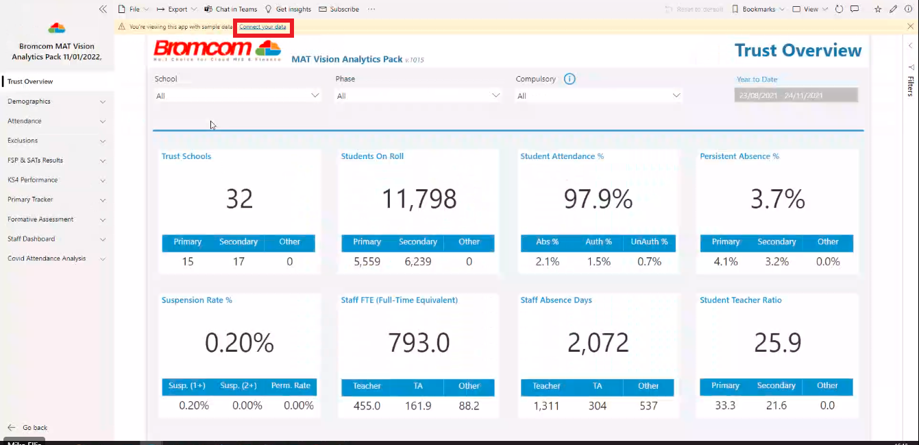How to use Power BI with Vision – Bromcom – Documentation Centre