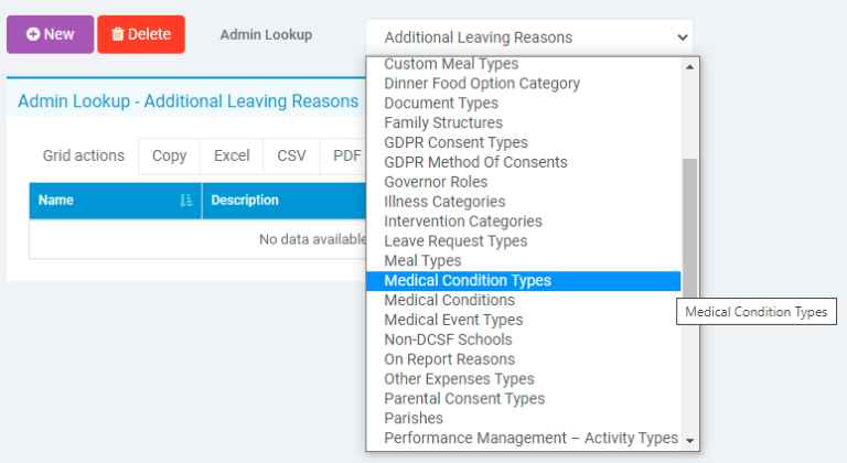 How to create Medical Condition Types and Medical Conditions – Bromcom ...