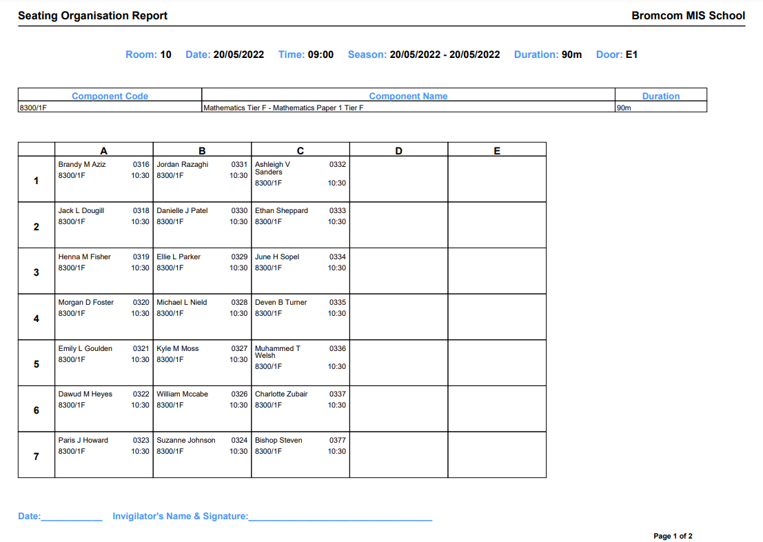 How to use the Exams Widgets – Bromcom – Documentation Centre