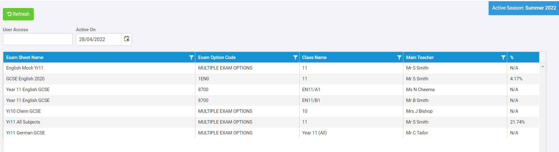 How to use the Exams Widgets – Bromcom – Documentation Centre