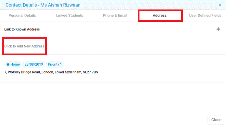 How to add a new Address to a Contact and link it to related Students ...