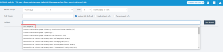 How to use the EYFS GLD Analysis Report – Bromcom – Documentation Centre