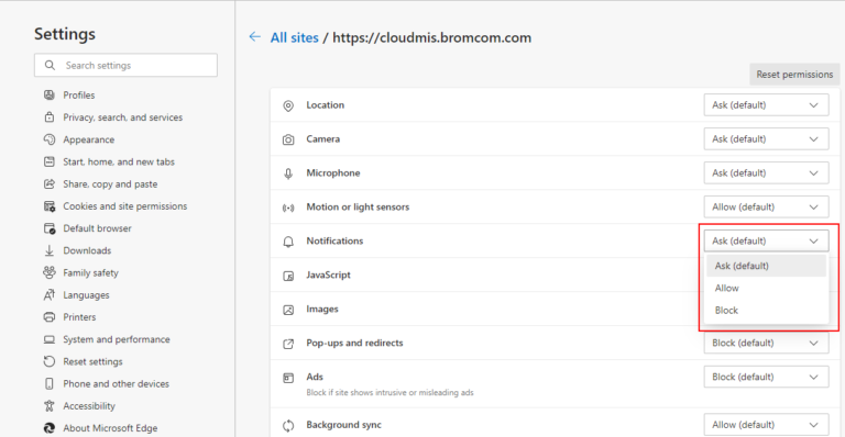 How to Allow Notifications on Chrome or Edge – Bromcom – Documentation ...