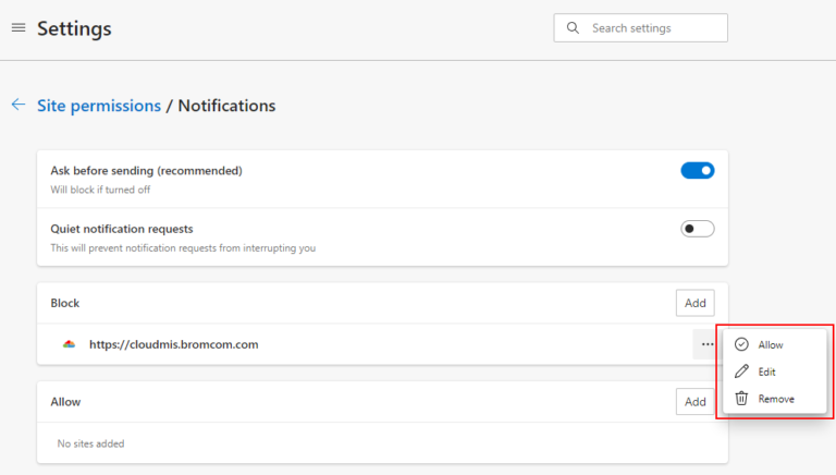 How to Allow Notifications on Chrome or Edge – Bromcom – Documentation ...