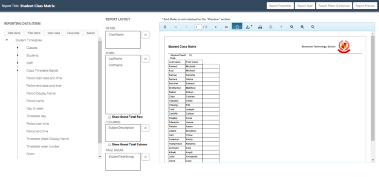How to Create a Matrix Report – Bromcom – Documentation Centre