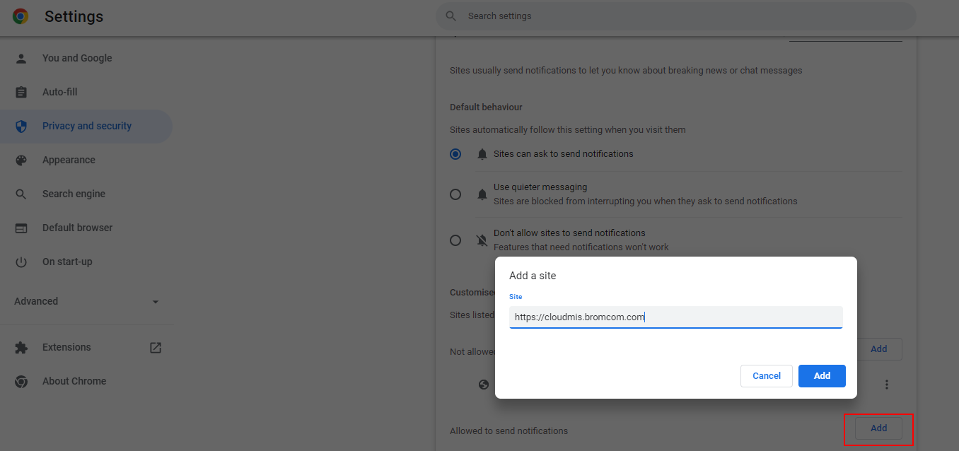 How to Allow Notifications on Chrome or Edge – Bromcom – Documentation ...