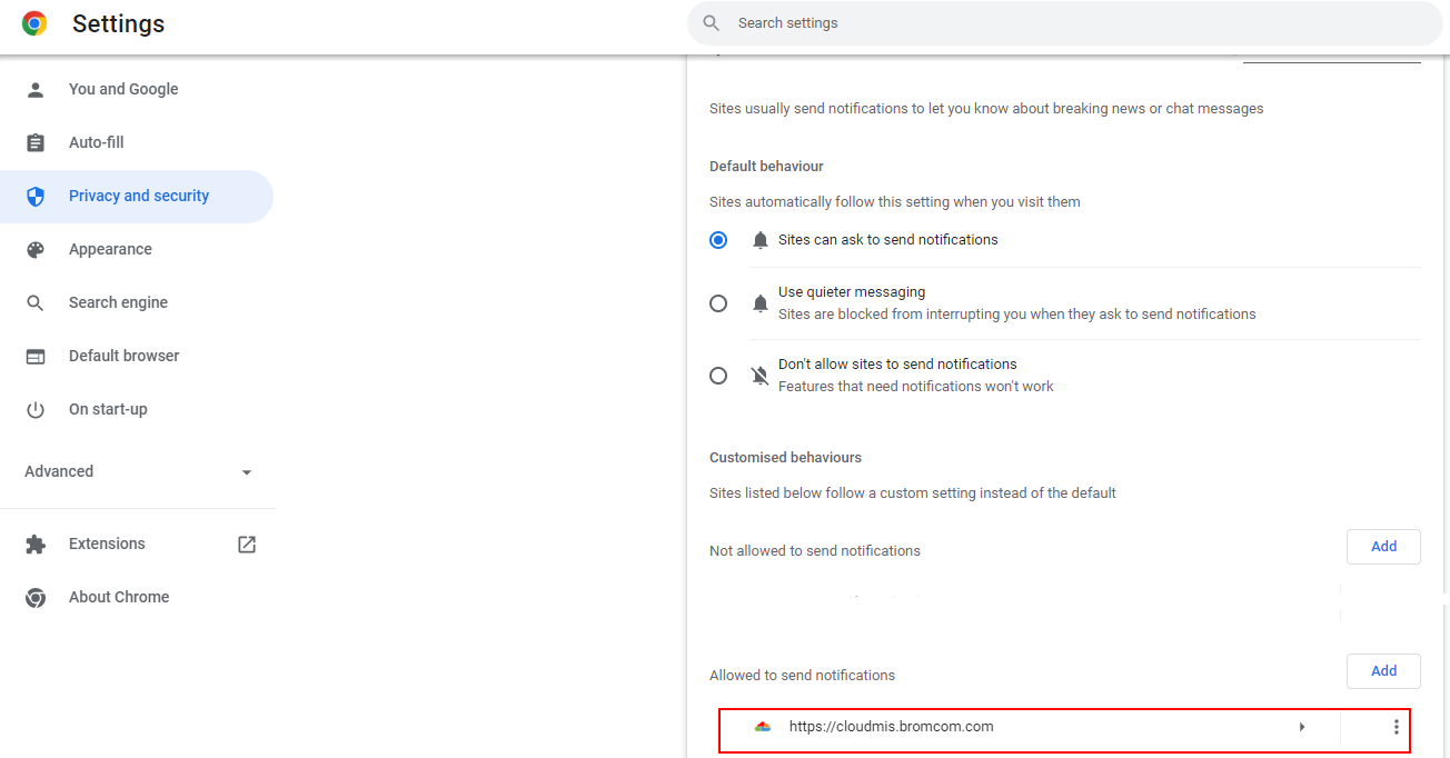 How to Allow Notifications on Chrome or Edge – Bromcom – Documentation ...