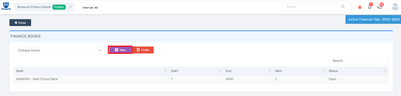 How to Add a Cheque Book – Bromcom – Documentation Centre