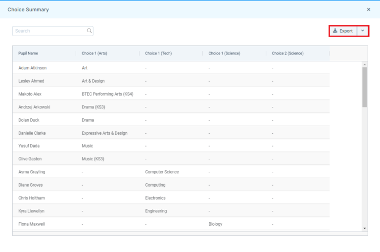 How to use the Review Pupil Choices page – Bromcom – Documentation Centre