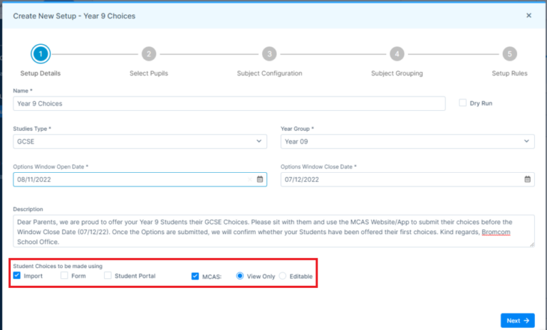 How to use the Options Setup page – Bromcom