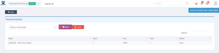 How to Add a Paying In Slip Book – Bromcom – Documentation Centre