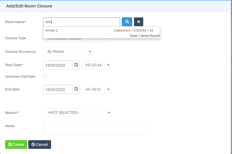 How to Record Room Closures – Bromcom – Documentation Centre
