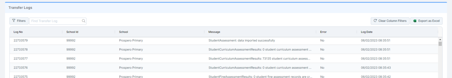 How to View the Transfer Logs within Vision – Bromcom – Documentation Centre
