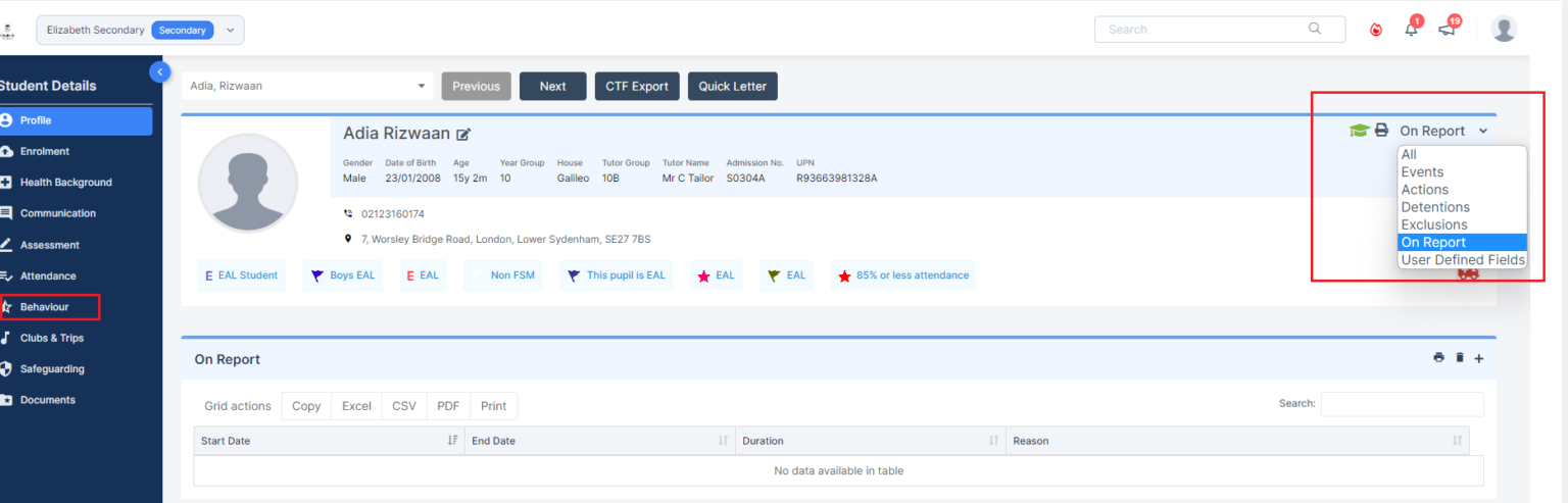 How to Create an On Report Card – Bromcom – Documentation Centre