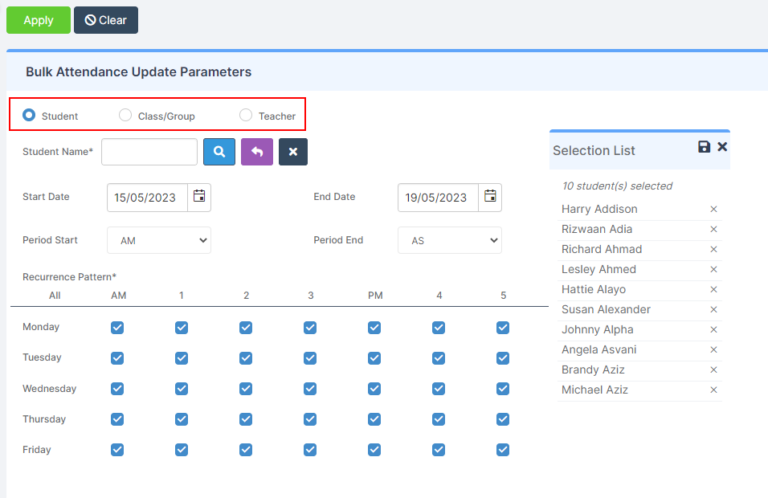 How to Use Bulk Attendance Update – Bromcom – Documentation Centre