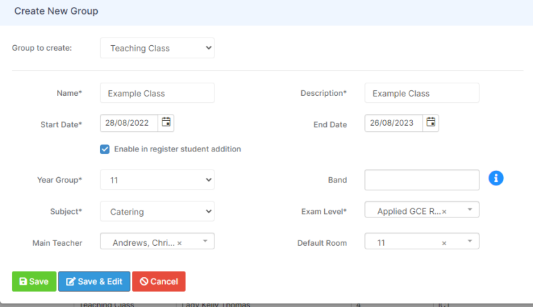 How to Create a New Teaching Class – Bromcom – Documentation Centre