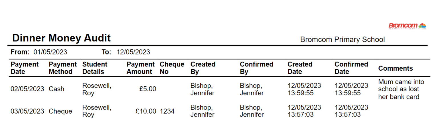 How to view Dinner Reports – Bromcom – Documentation Centre