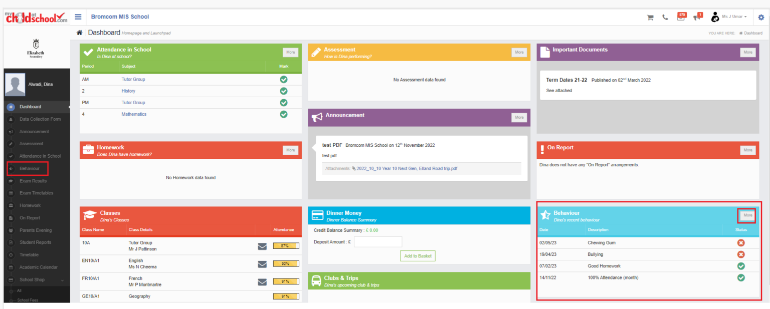 How to view Behaviour in MCAS – Bromcom – Documentation Centre