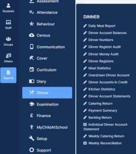 How to view Dinner Reports – Bromcom – Documentation Centre