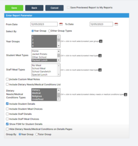 How to view Dinner Reports – Bromcom – Documentation Centre