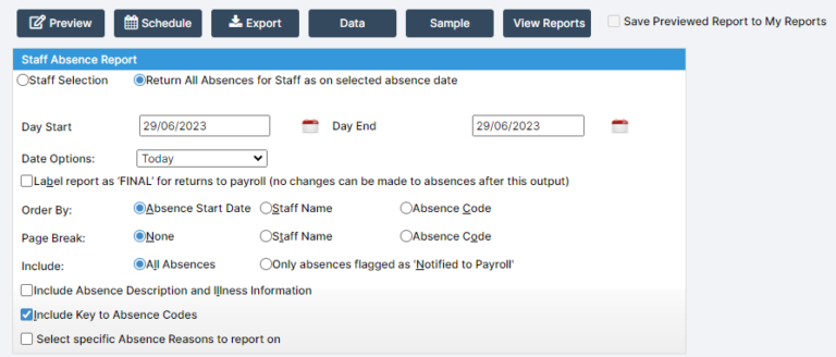 How to Report on Staff Absence Codes – Bromcom – Documentation Centre