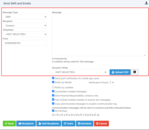 How to Send an SMS Message or Email – Bromcom – Documentation Centre